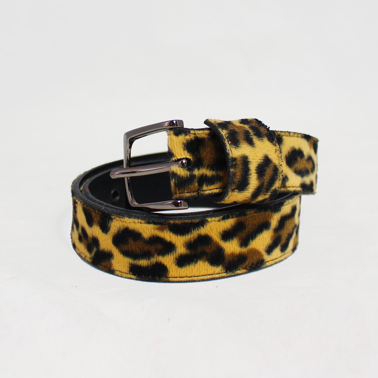 VTG 90S faux fur fuzzy leopard print funky belt all... - Depop