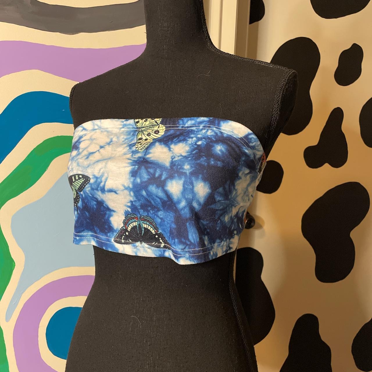 TYE DYE BUTTERFLY TUBE TOP never worn, washed Good... - Depop