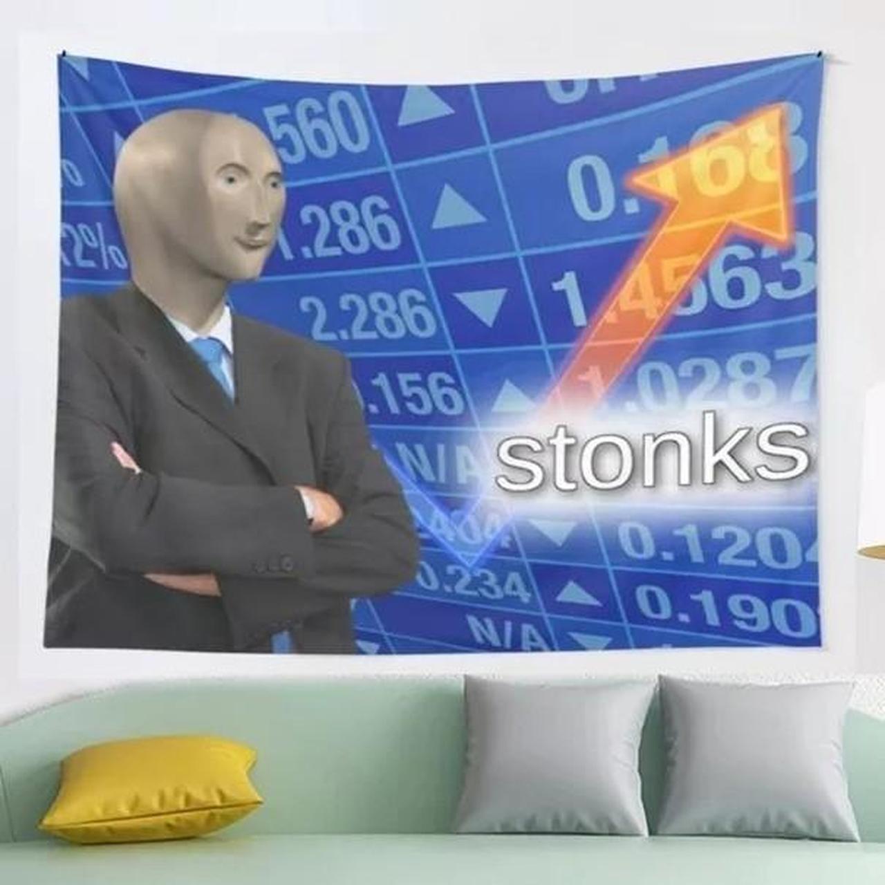 🫶 70 x 40 cm stonks tapestry :D ♡ brand new ! ♡... - Depop