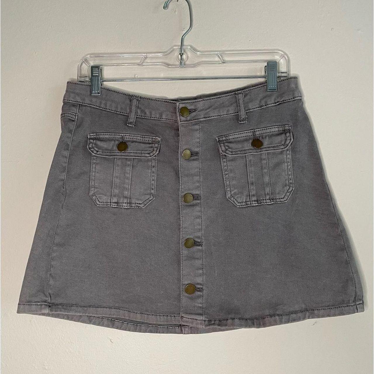 Altar’d State slate Gray Denim Button Front Skirt... - Depop