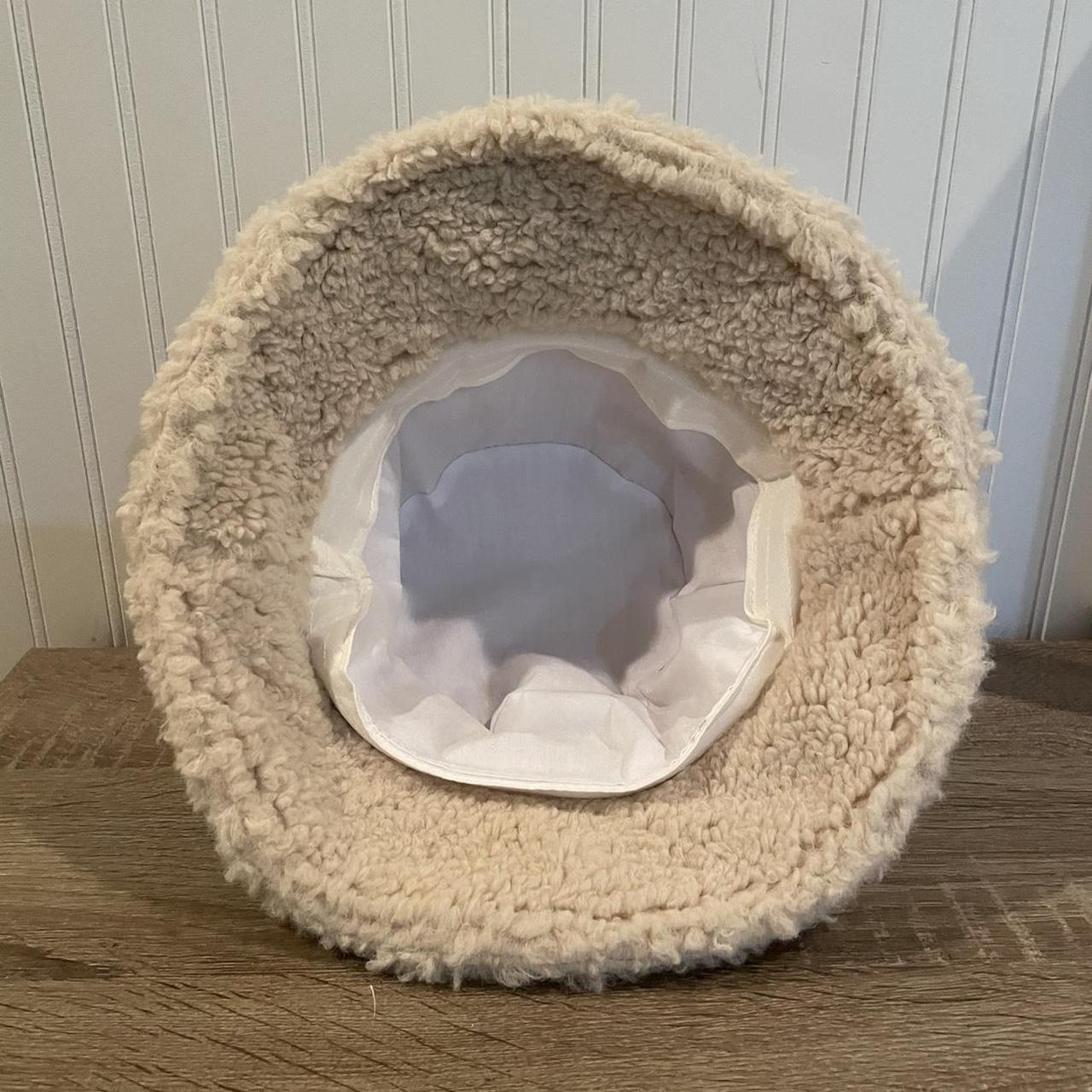 Fluffy Beige Bucket Hat - never worn - no stains or... - Depop
