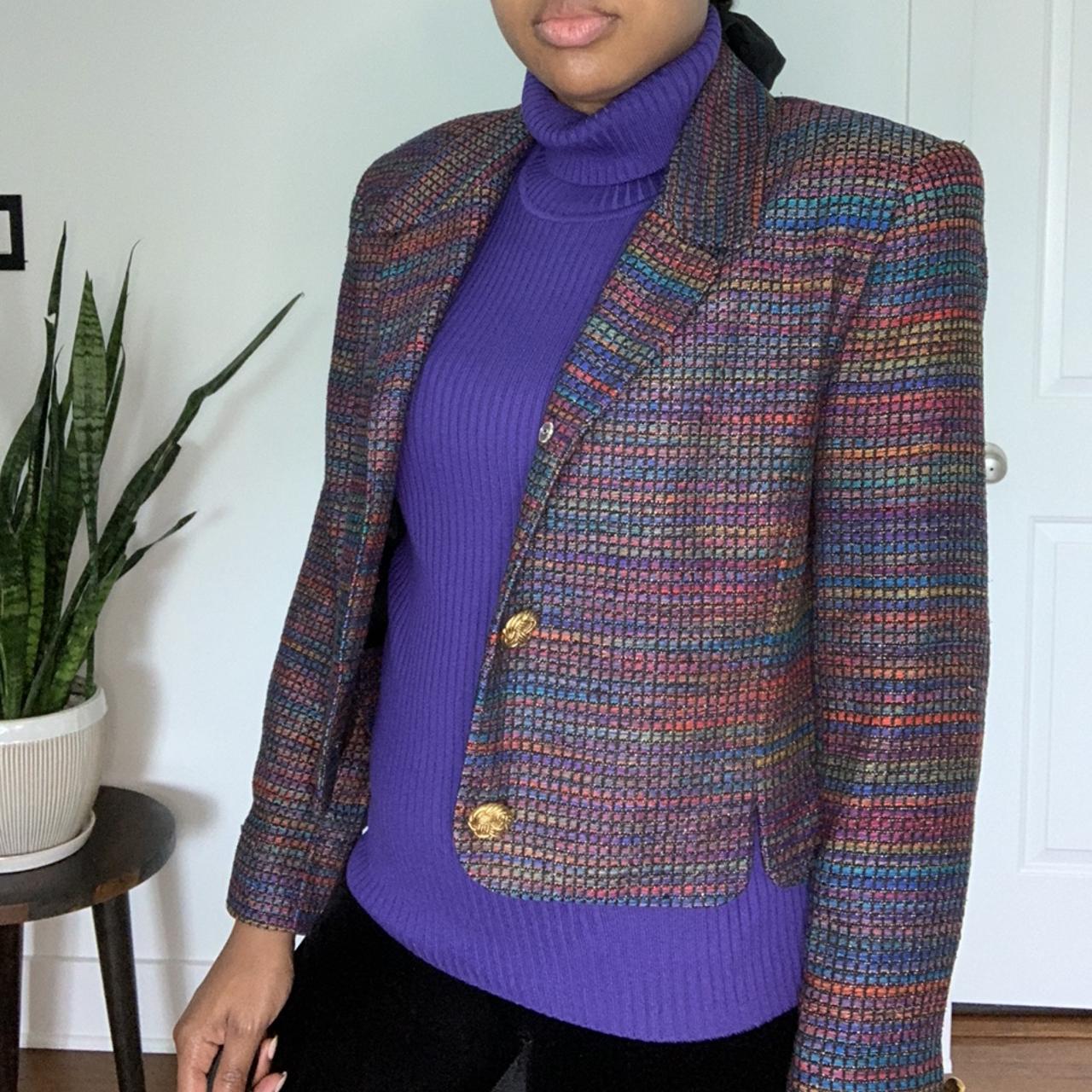 Vintage Doncaster Multi-colored Cropped Blazer Sz.... - Depop