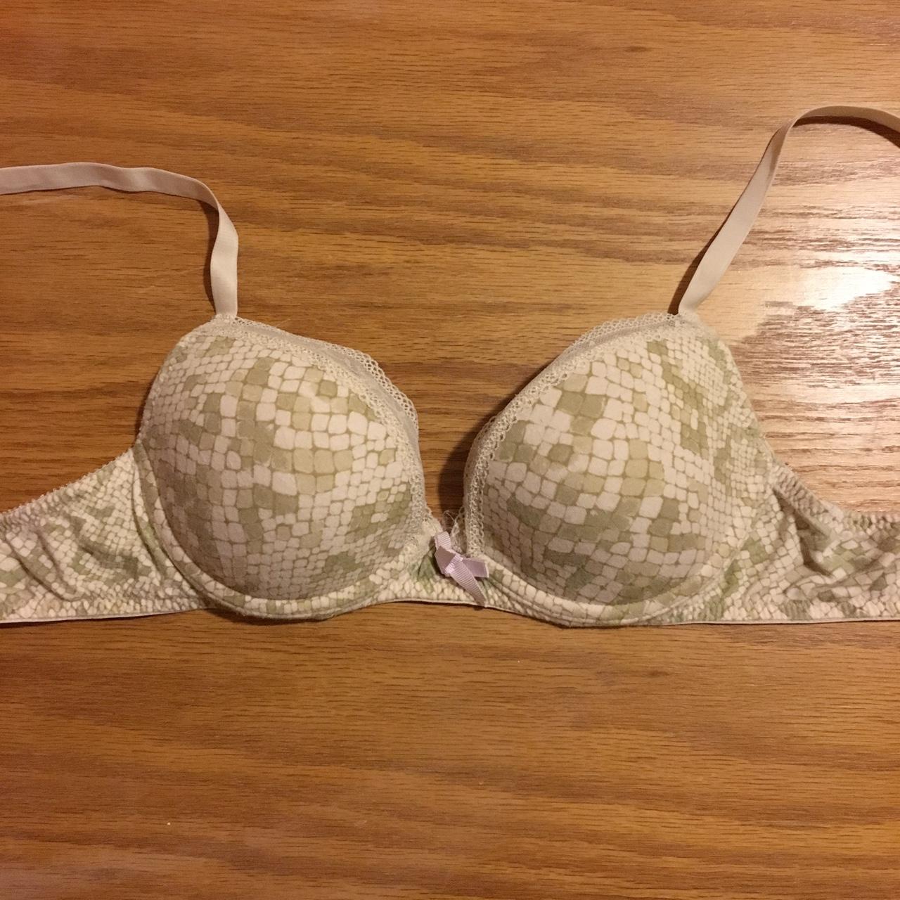 gently used, lightly lined beige color bra with... - Depop