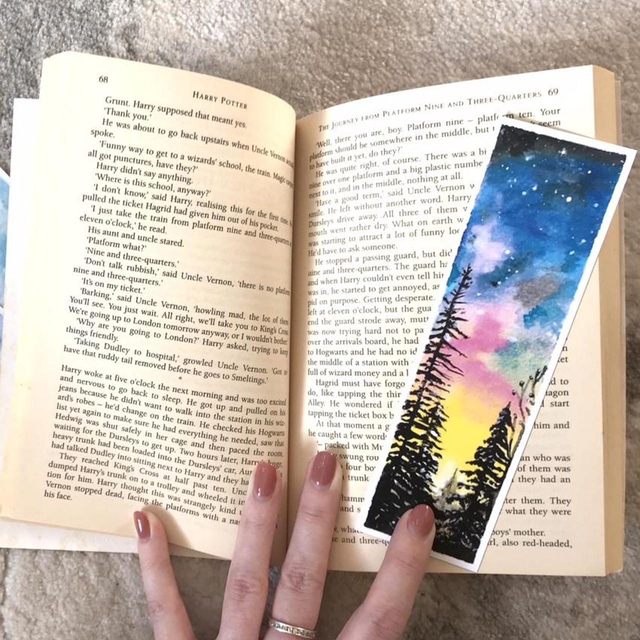 Single watercolour print bookmark Bookmarks from... - Depop