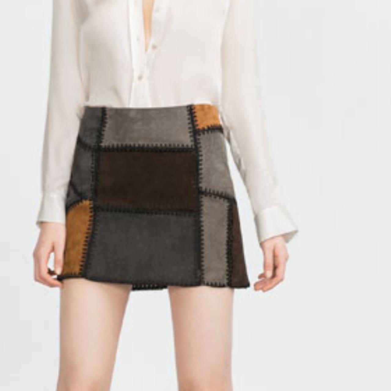 Zara Suede Patchwork skirt. Only worn once or twice.... - Depop