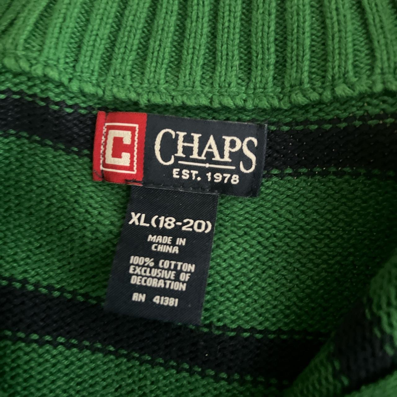 Chaps Women's Green and Navy Jumper | Depop