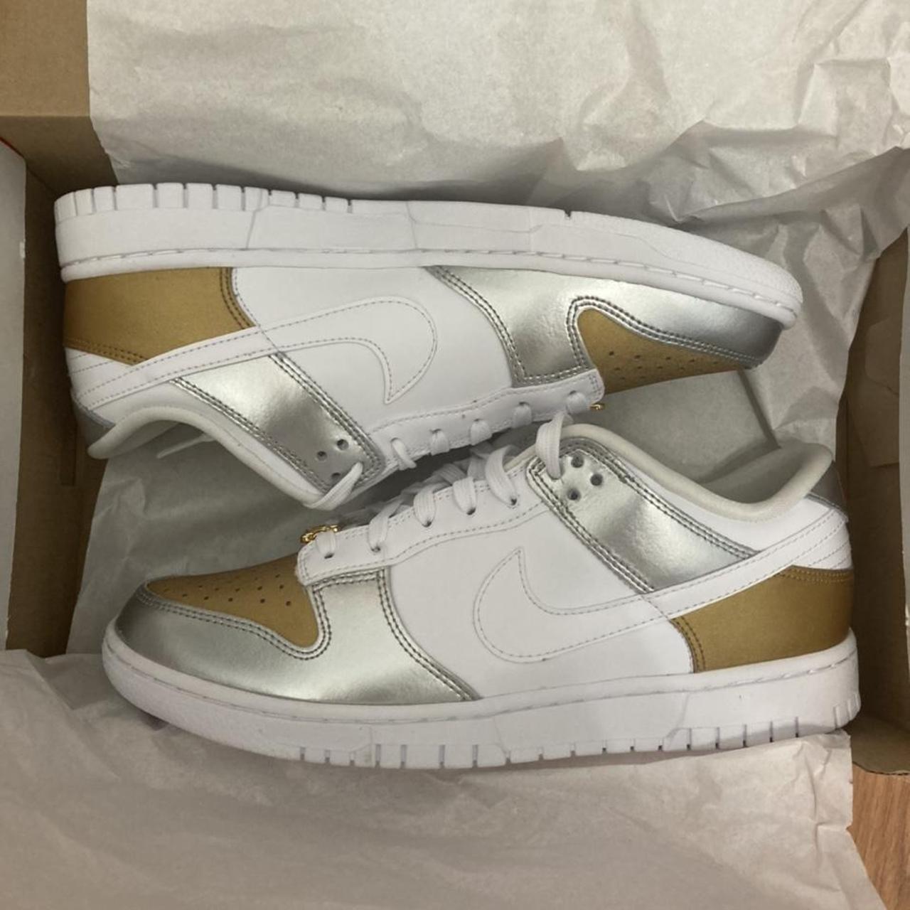 SIZE 9 Womens - Nike Dunk Low SE Gold/Silver - Depop