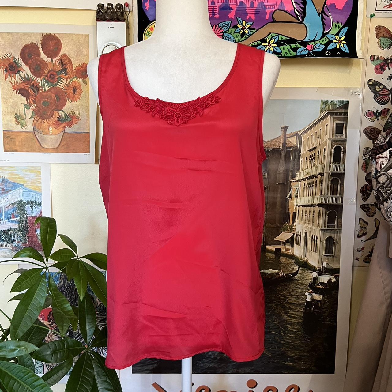 Vintage Red Lace Tank Top ♡ Free Shipping Depop
