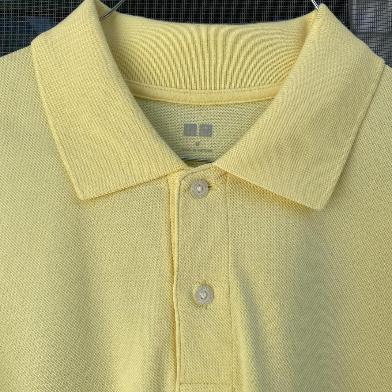 Uniqlo Light Yellow Polo -Flat knit collar. -... - Depop