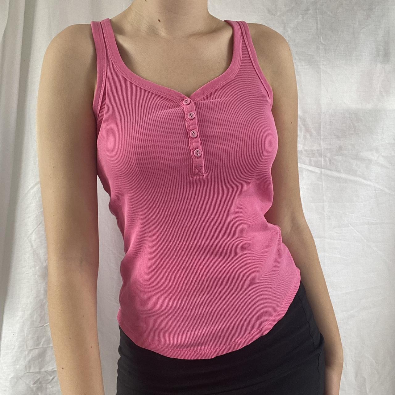 Adorable pink ribbed cami top. Such a wardrobe... - Depop