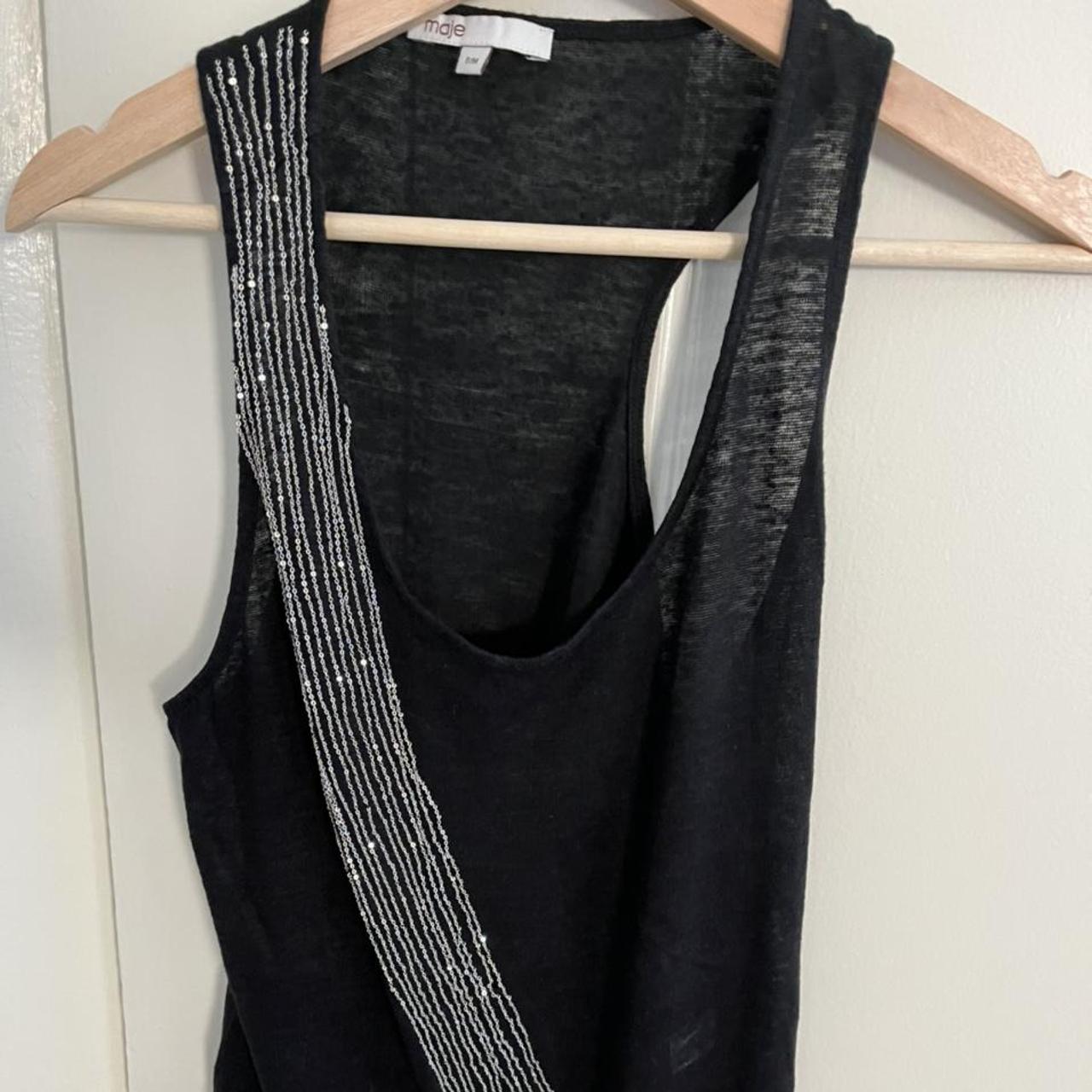 MAJE black linen chain tank top #maje #linentop... - Depop