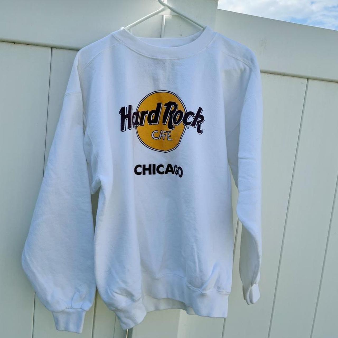 80s HARD ROCK CAFE CHICAGO VINTAGE SWEATSHIRT size... - Depop