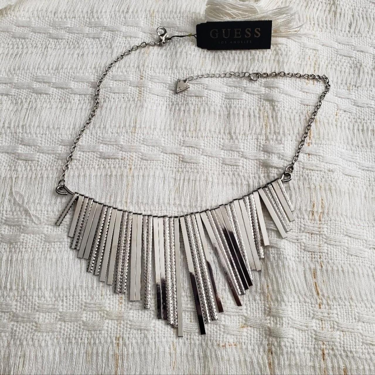 Guess silver Bib Necklace Full Neckline Guess... - Depop
