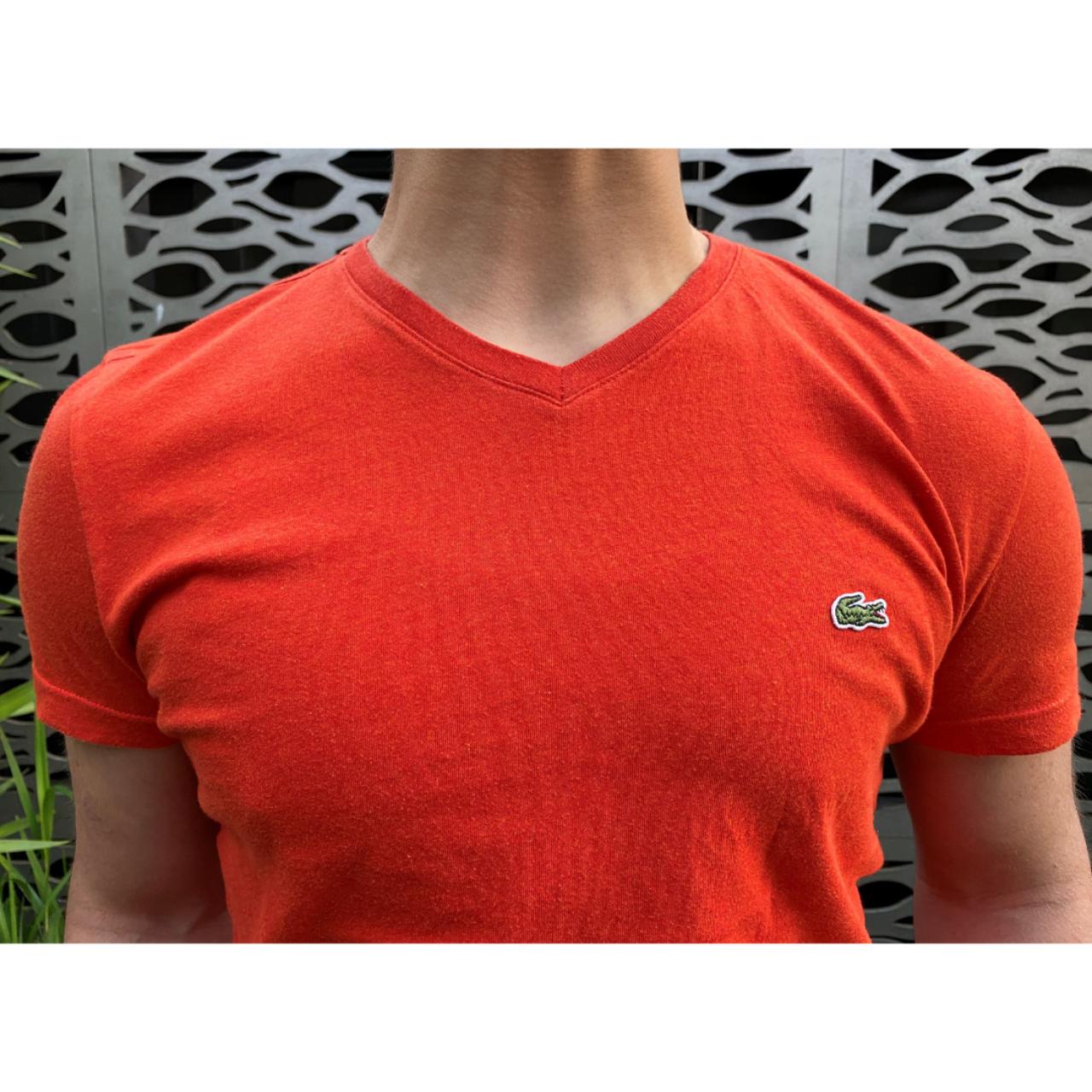 LACOSTE bright orange V-Neck!! 🌞Regular slim fit... - Depop
