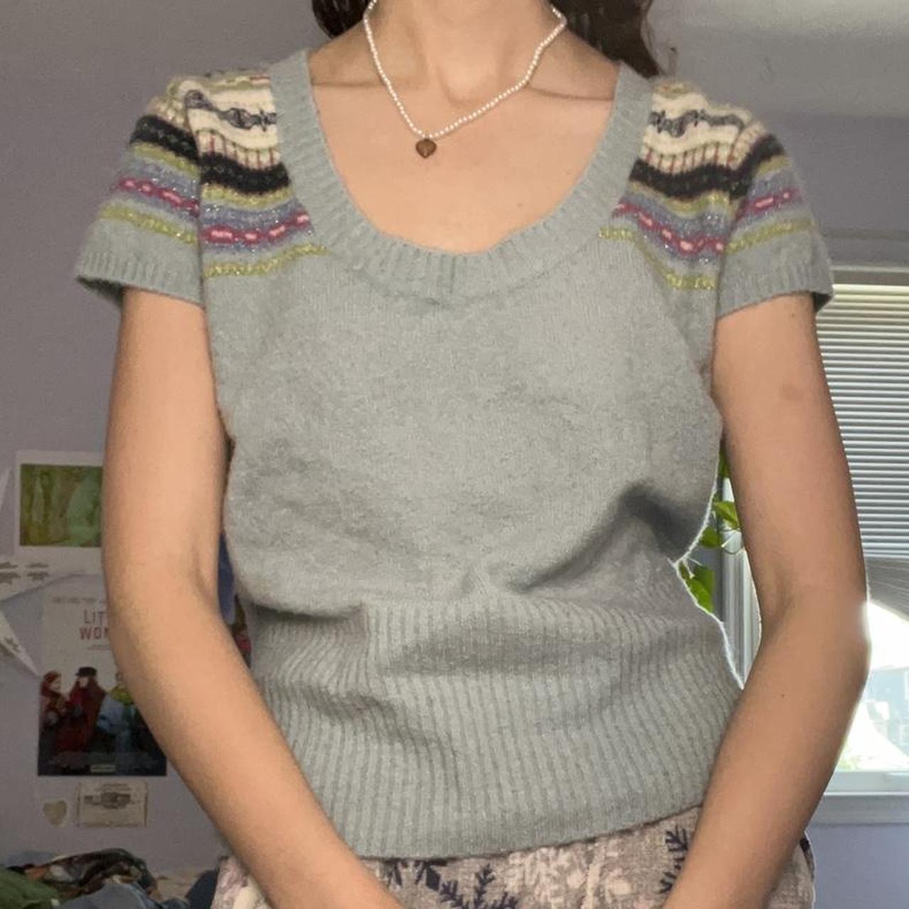 absolutely adorable y2k light blue fuzzy t-shirt... - Depop