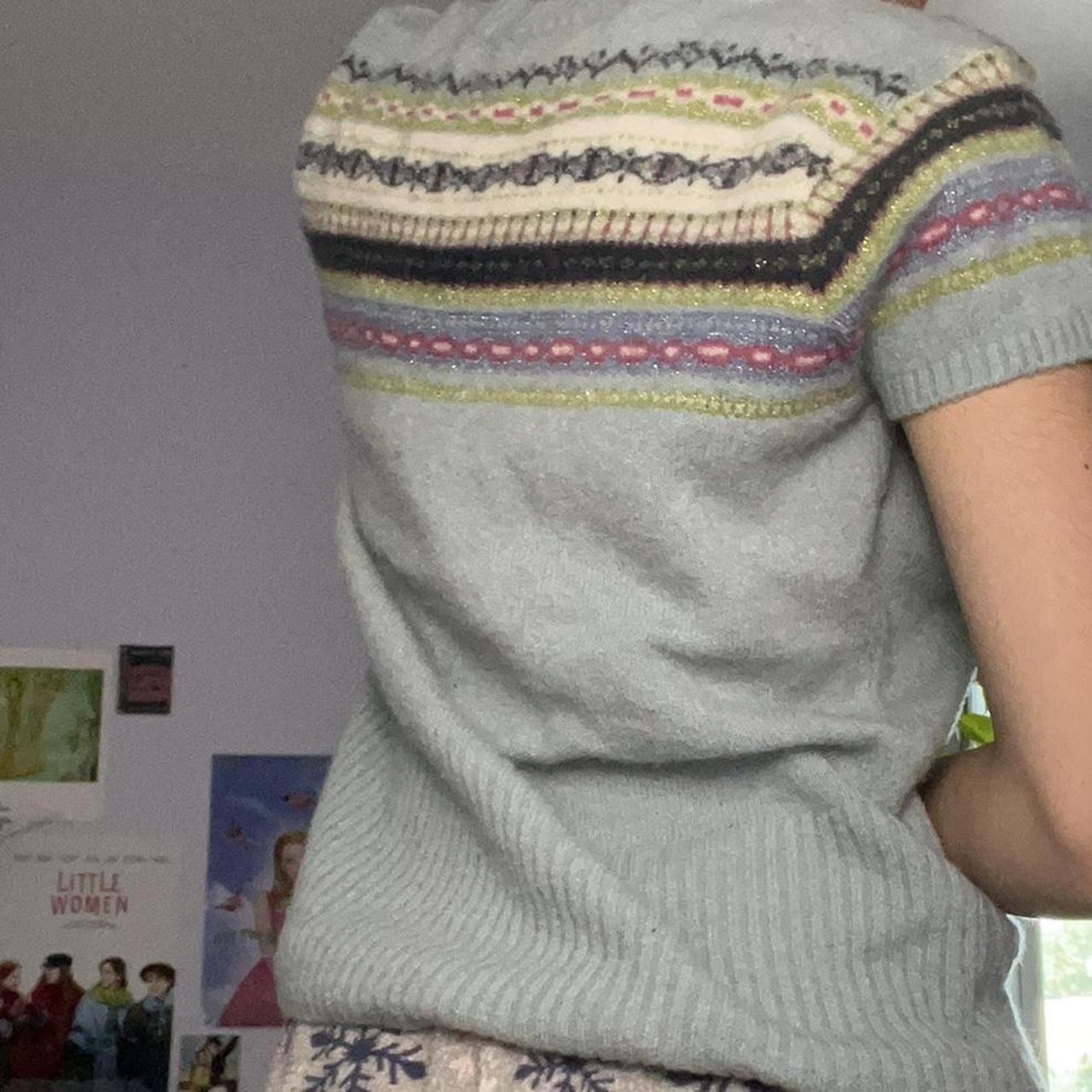 absolutely adorable y2k light blue fuzzy t-shirt... - Depop