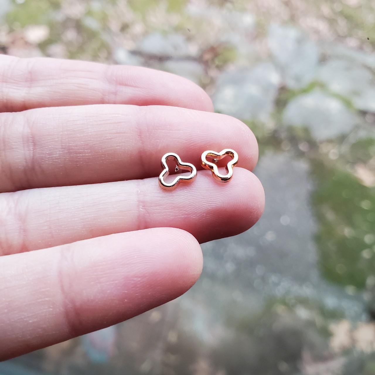 New Tiny Gold Clover Studs. Approx 6mm. Rubber... | Depop