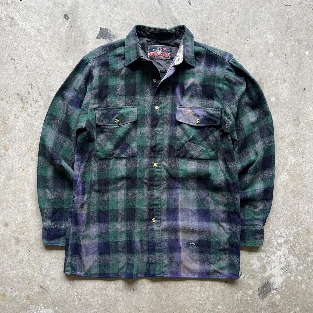 Vintage faded flannel Chest: 21 in Length: 27... - Depop