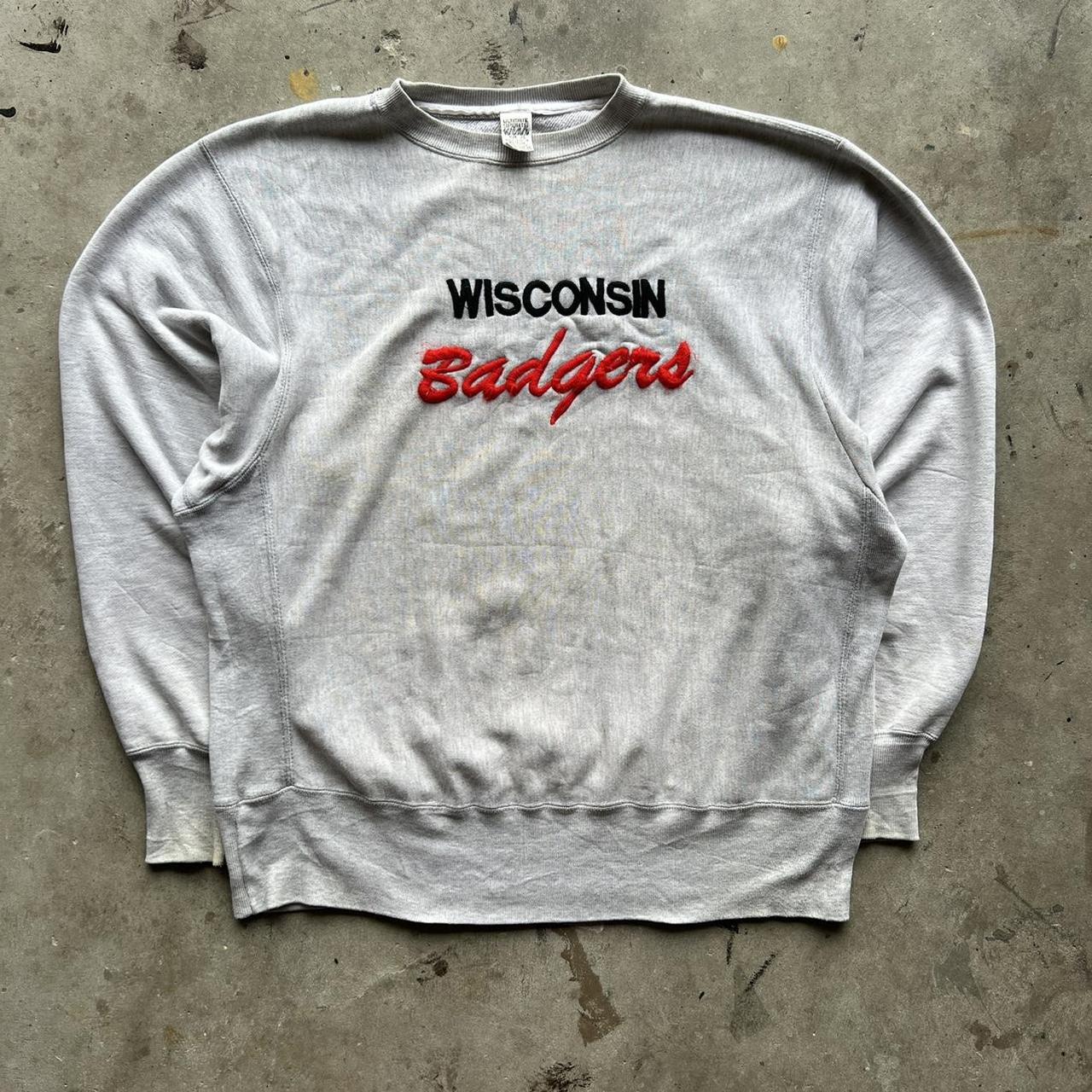 Vintage Wisconsin Badgers reverse weave structured... - Depop