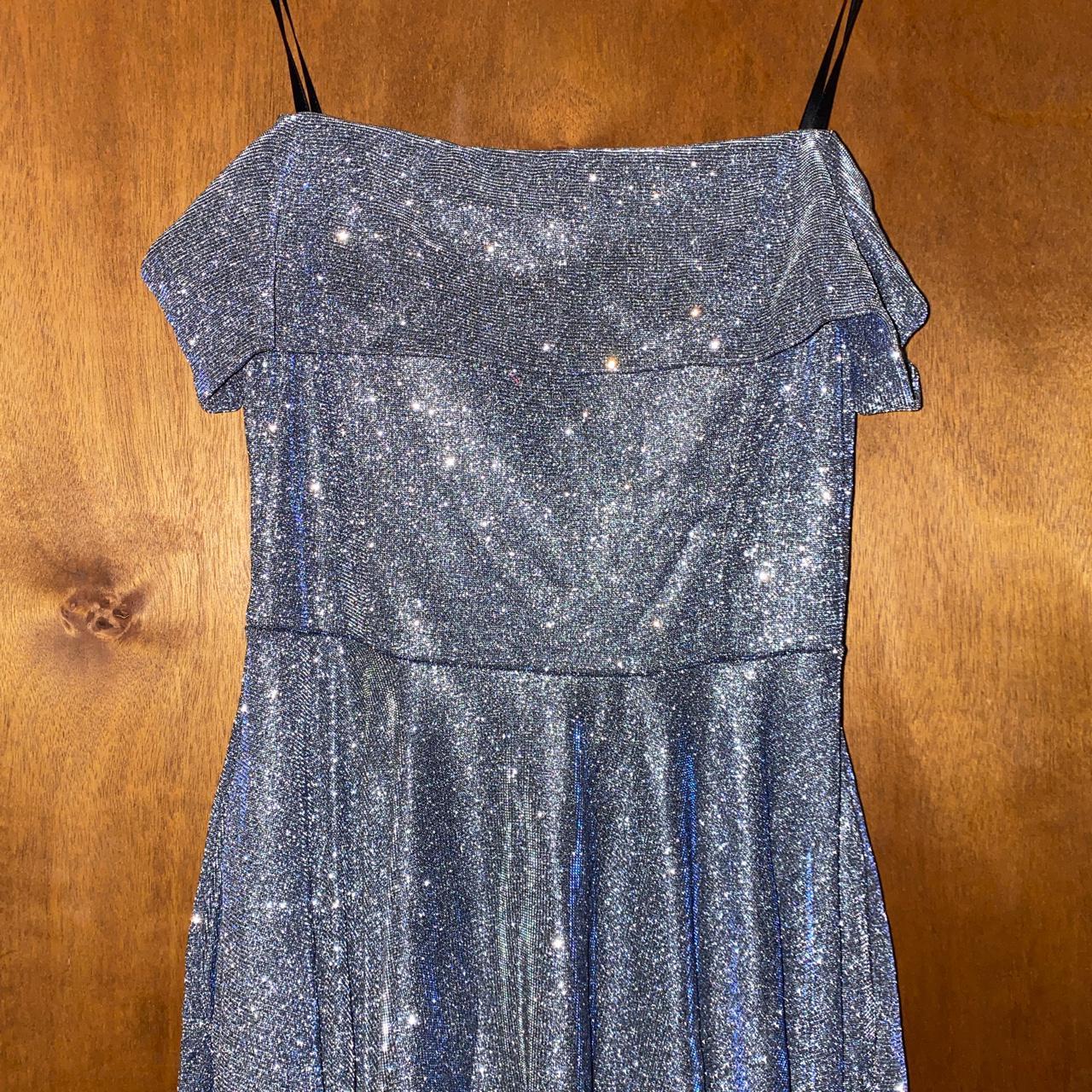 Windsor solid sparkle & iridescent blue prom dress... - Depop