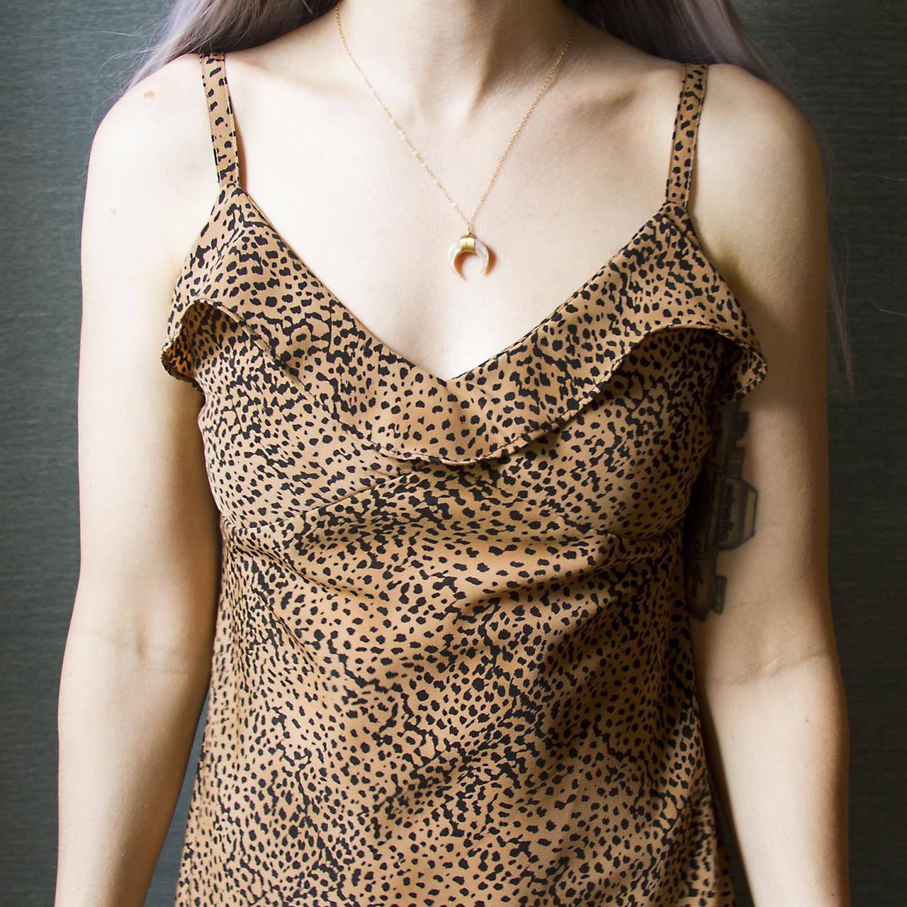 90s Believe Petite cheetah print dress. Chest -... - Depop