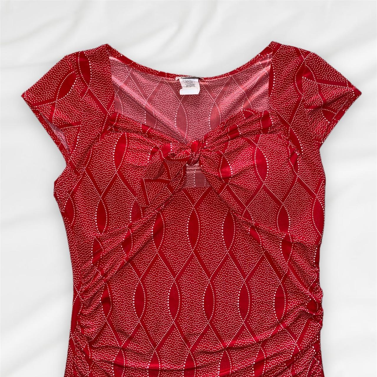 RED TOP Cap sleeves | Tie accent | Ruched Sides |... - Depop