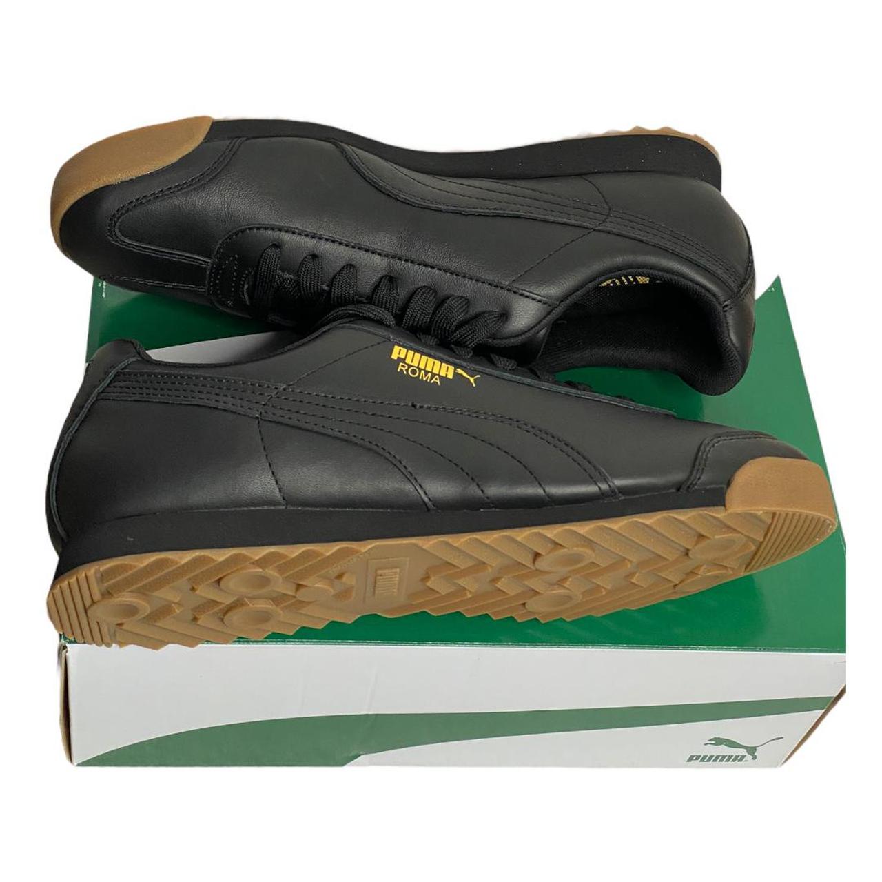 Puma Roma Black Leather Classic Gum Sneaker Shoes Sz... - Depop