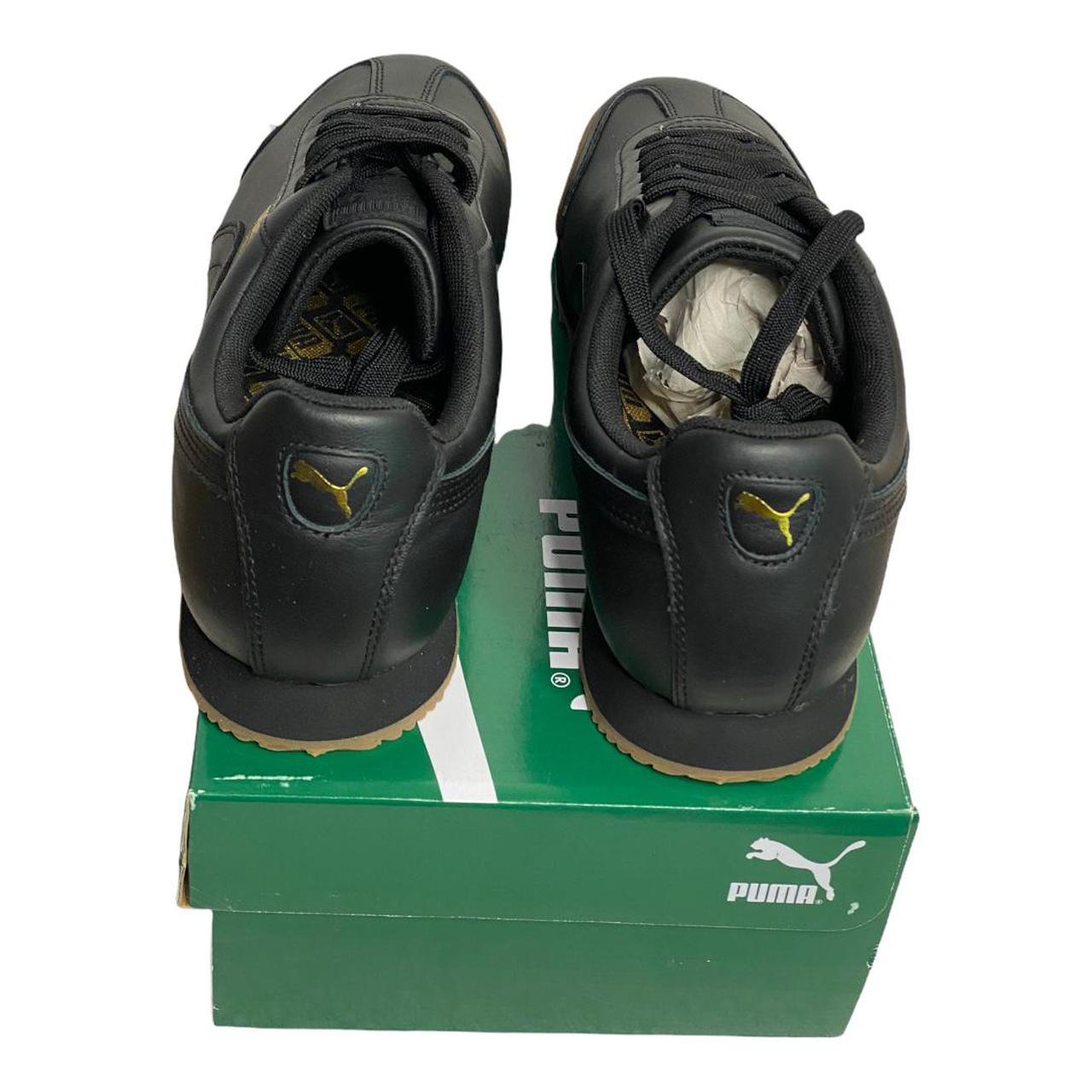 Puma Roma Black Leather Classic Gum Sneaker Shoes Sz... - Depop