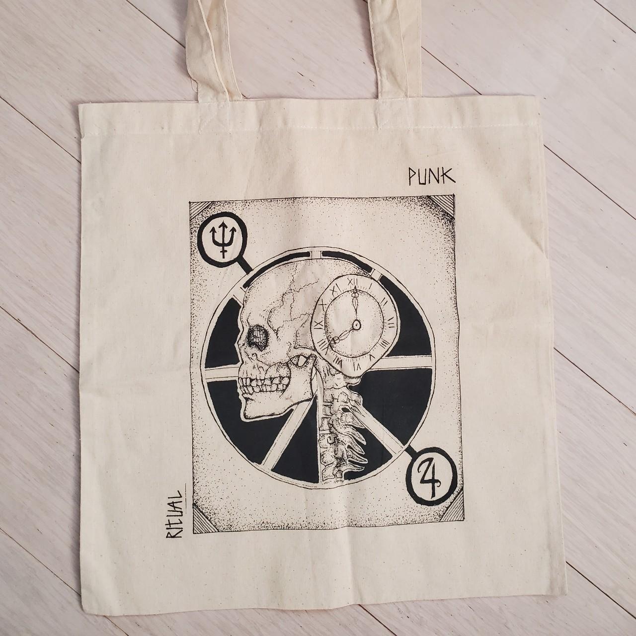 Punk goth tote bag Skull Anarchopunk Peace Punk.... - Depop