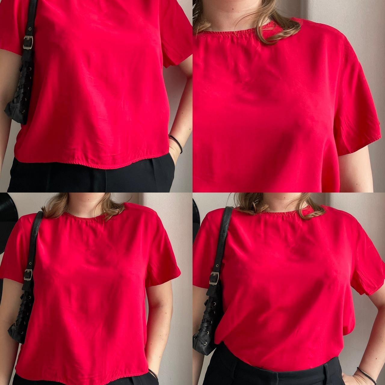 Vintage Ruby Red Short Sleeve Blouse Brighten up... - Depop