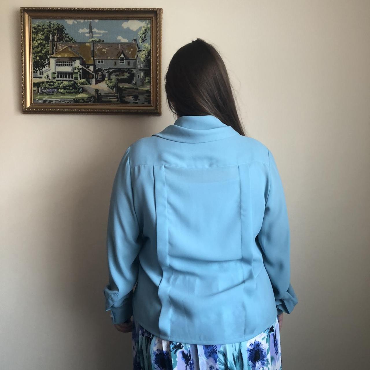 Vintage Plus Size Pleated Powder Blue Shirt... - Depop