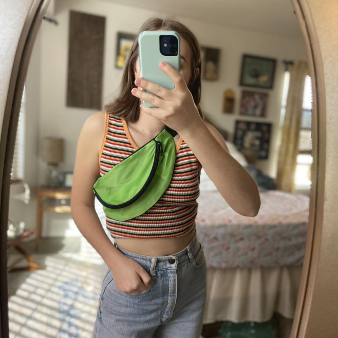 90s Slime Green Fanny pack Light weight breathable... - Depop