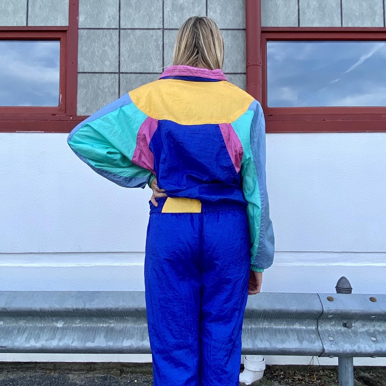 90s Color Block Windbreaker Track Suit •royal blue... - Depop