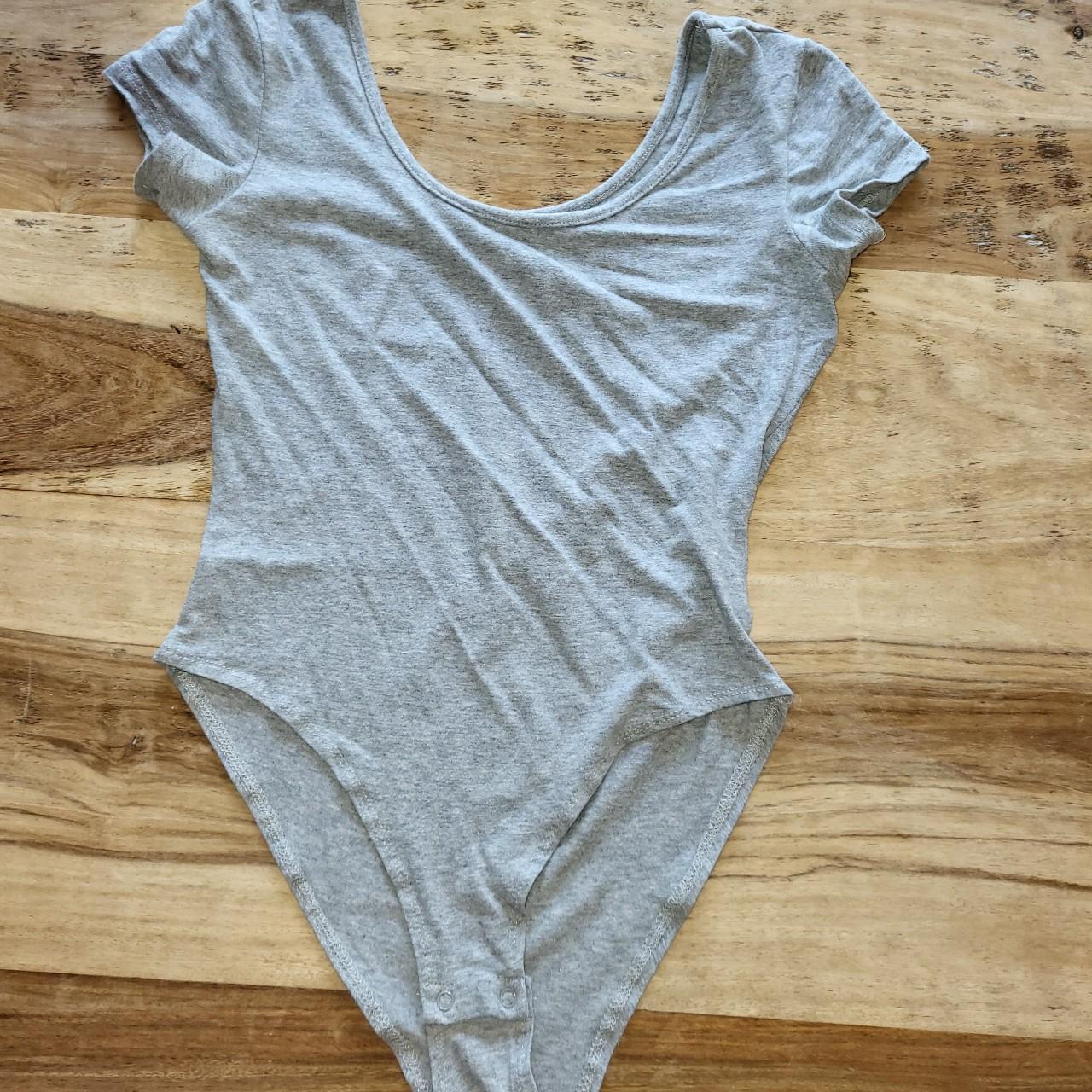 Grey leotard unitard ballet exercise dress top short... - Depop