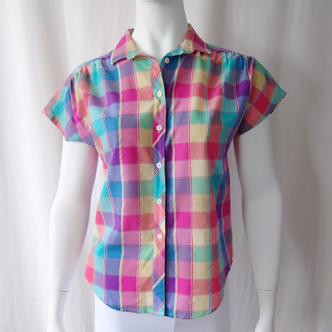 A lovely vintage colourful check shirt. •... - Depop