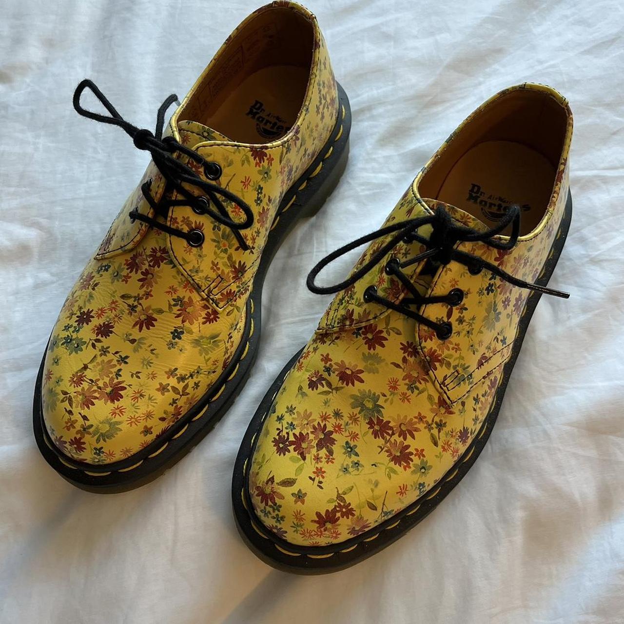 Sun yellow little flowers Doc Martens 1461. Have... - Depop