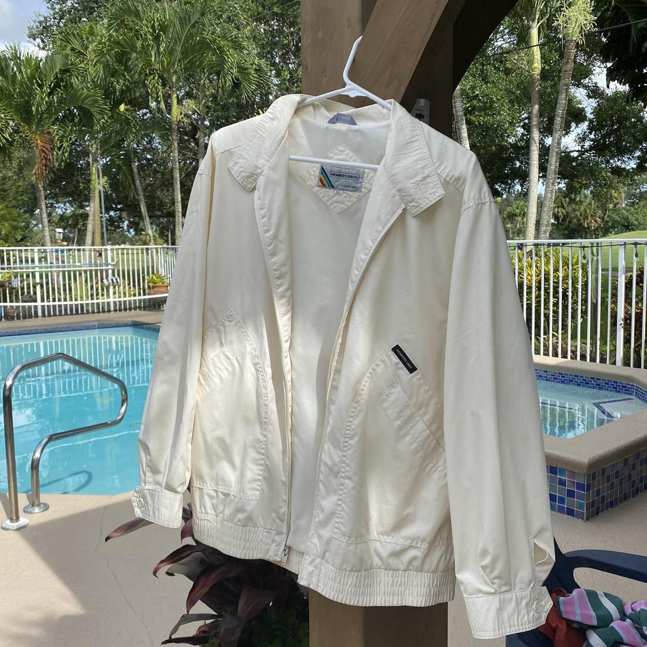 Cream colored unisex members only jacket 🌈 Only flaw... - Depop