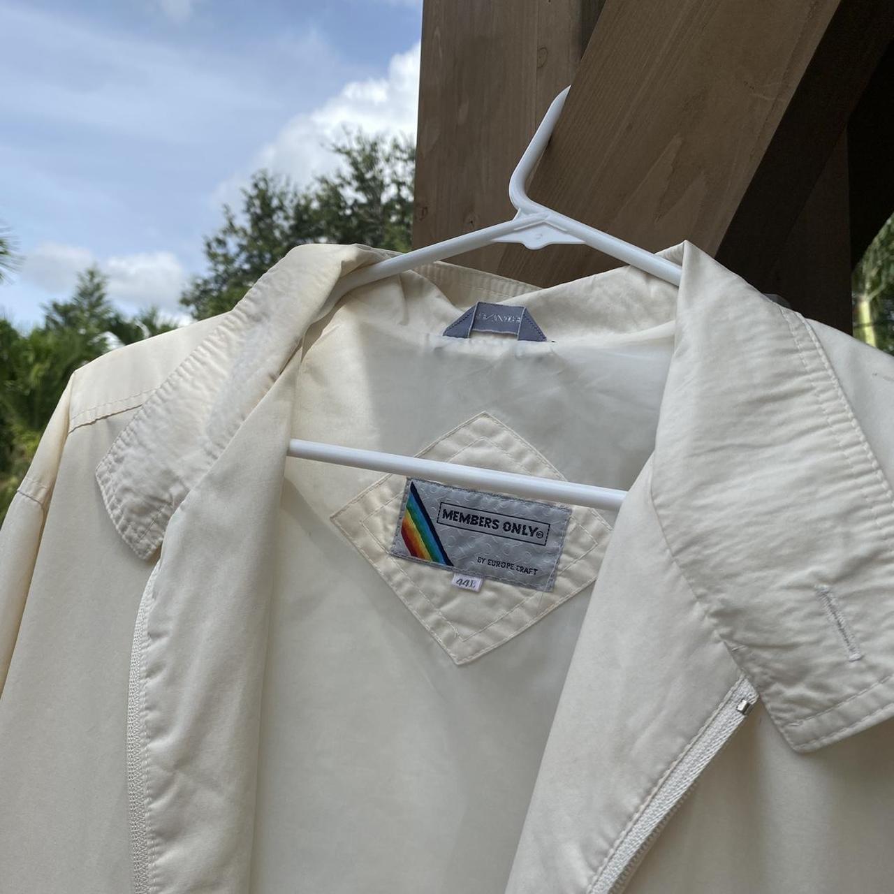 Cream colored unisex members only jacket 🌈 Only flaw... - Depop