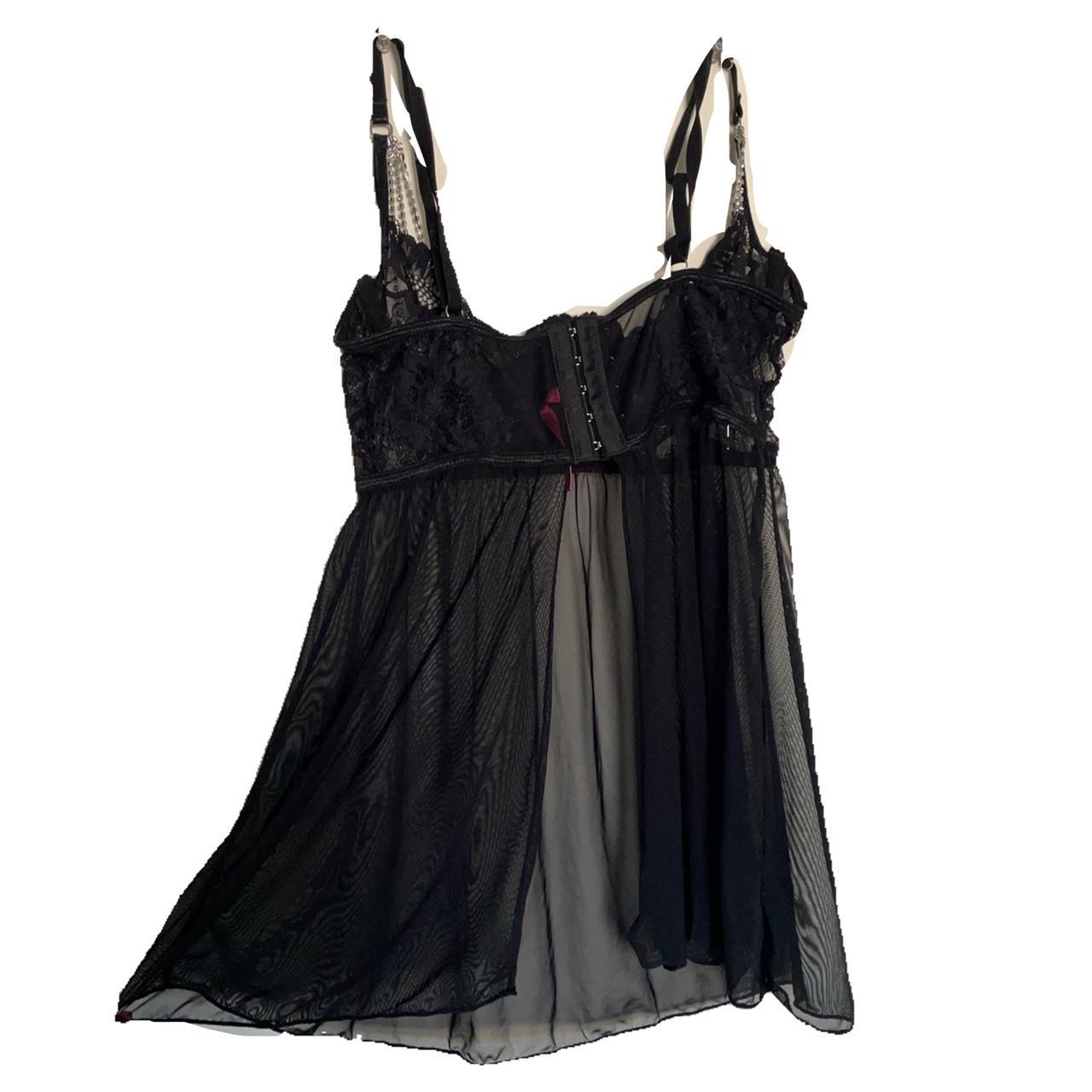 Black sheer lace slip dress with detachable... - Depop