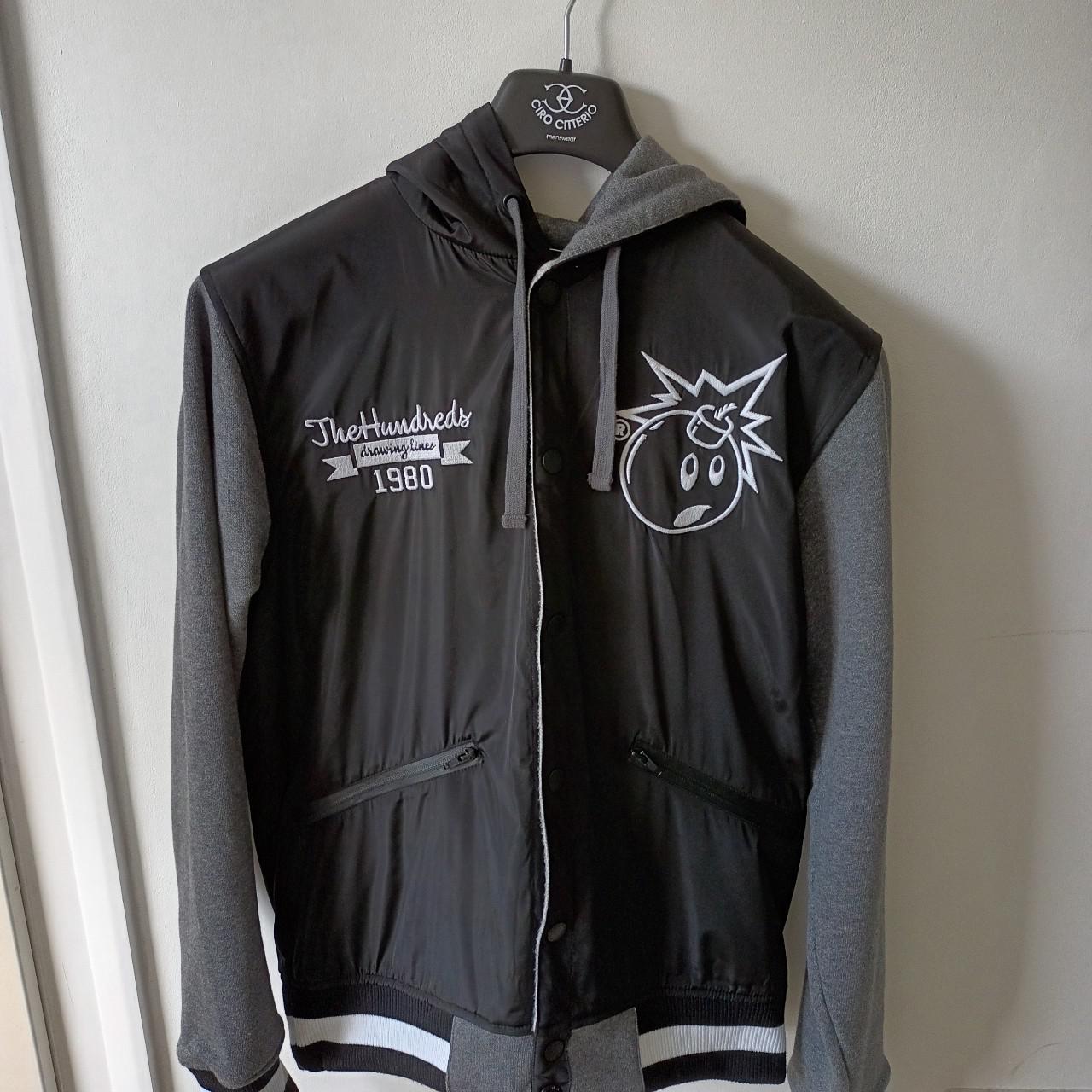 💣 'The Hundreds' Hooded Bomber Varsity Jacket Size:... - Depop
