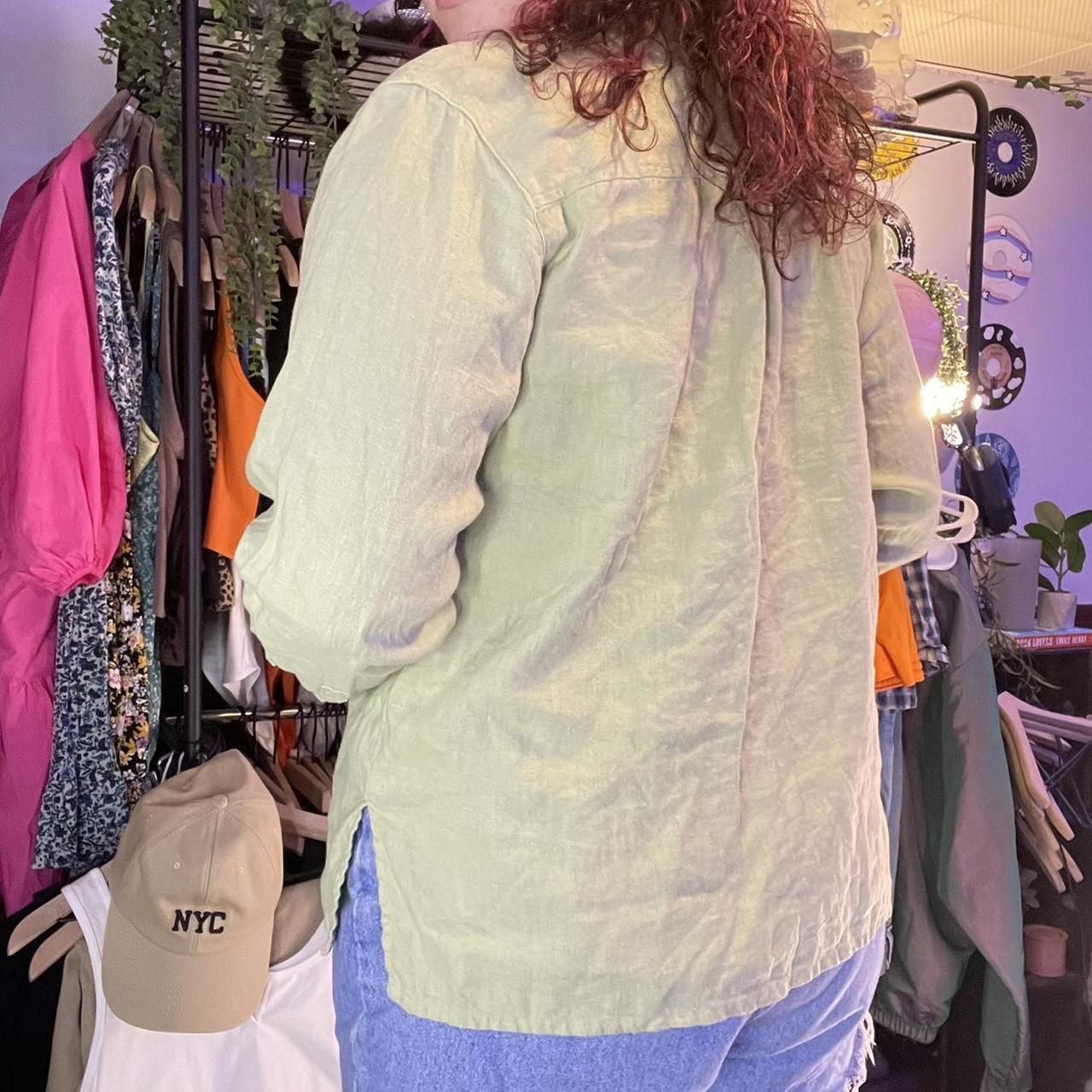 Green Linen Blouse Tag Size: Large Brand: Studio... - Depop