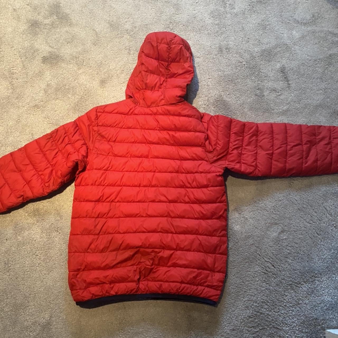 timberland red puffer jacket size 14 junior, amazing... - Depop