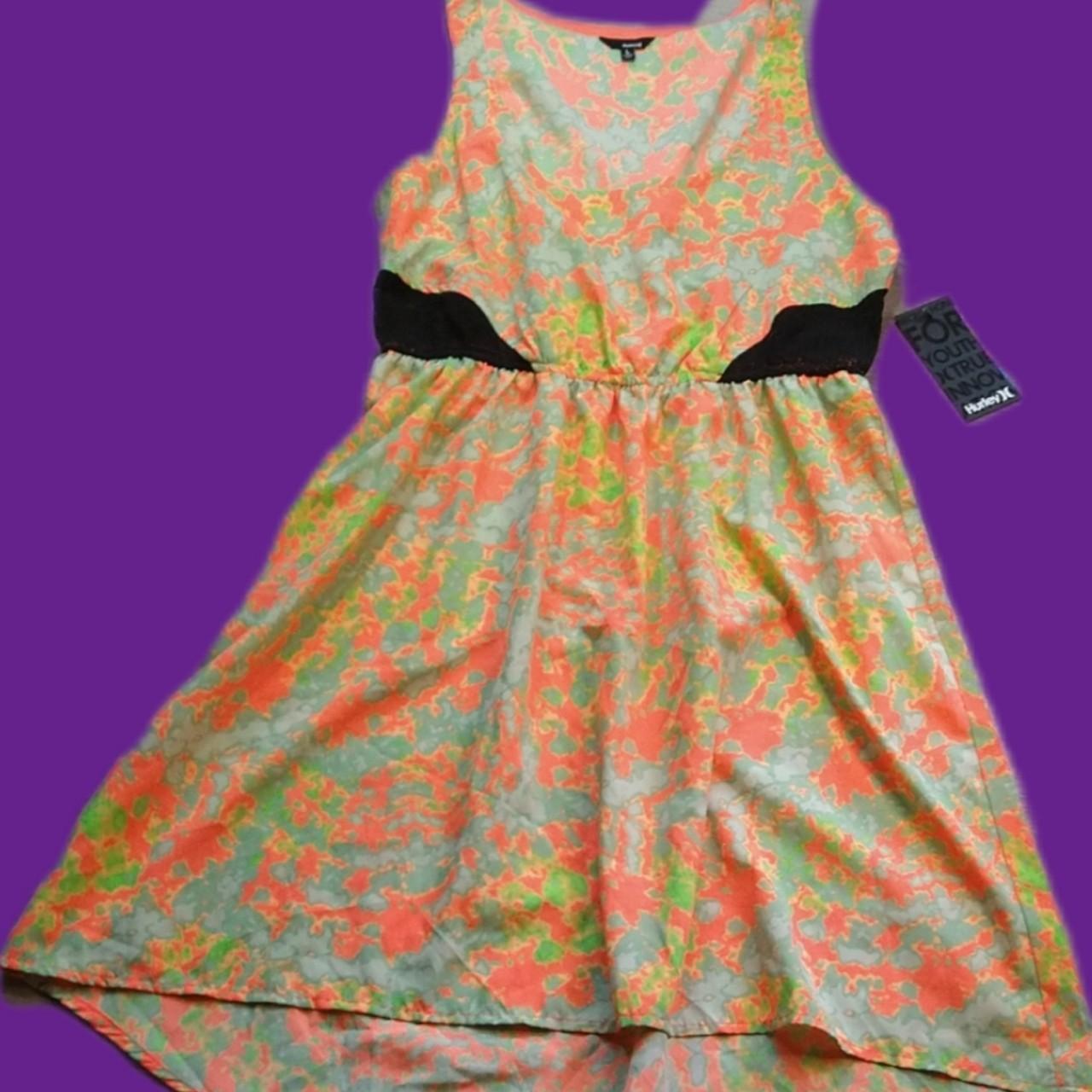 Hurley Women's Orange and Green Dress | Depop