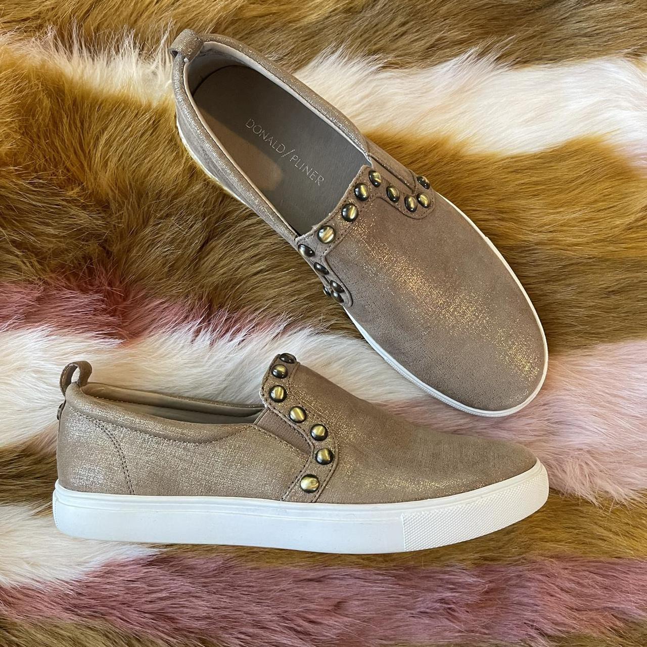 Donald Pliner Sylvia Metallic Studded Slide Sneakers... - Depop