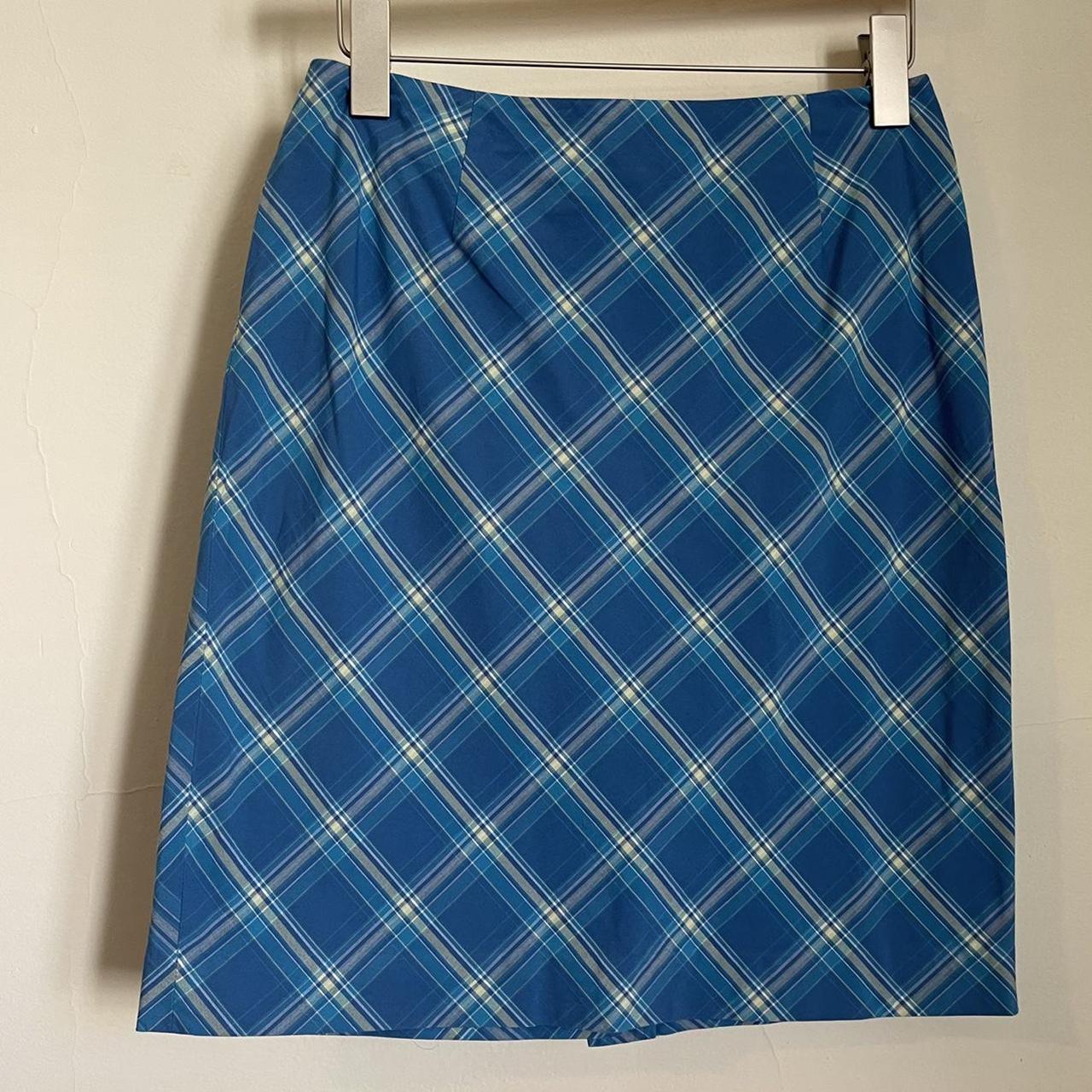 Y2K Blue Plaid Mini Pencil Skirt Preppy Y2K style... | Depop