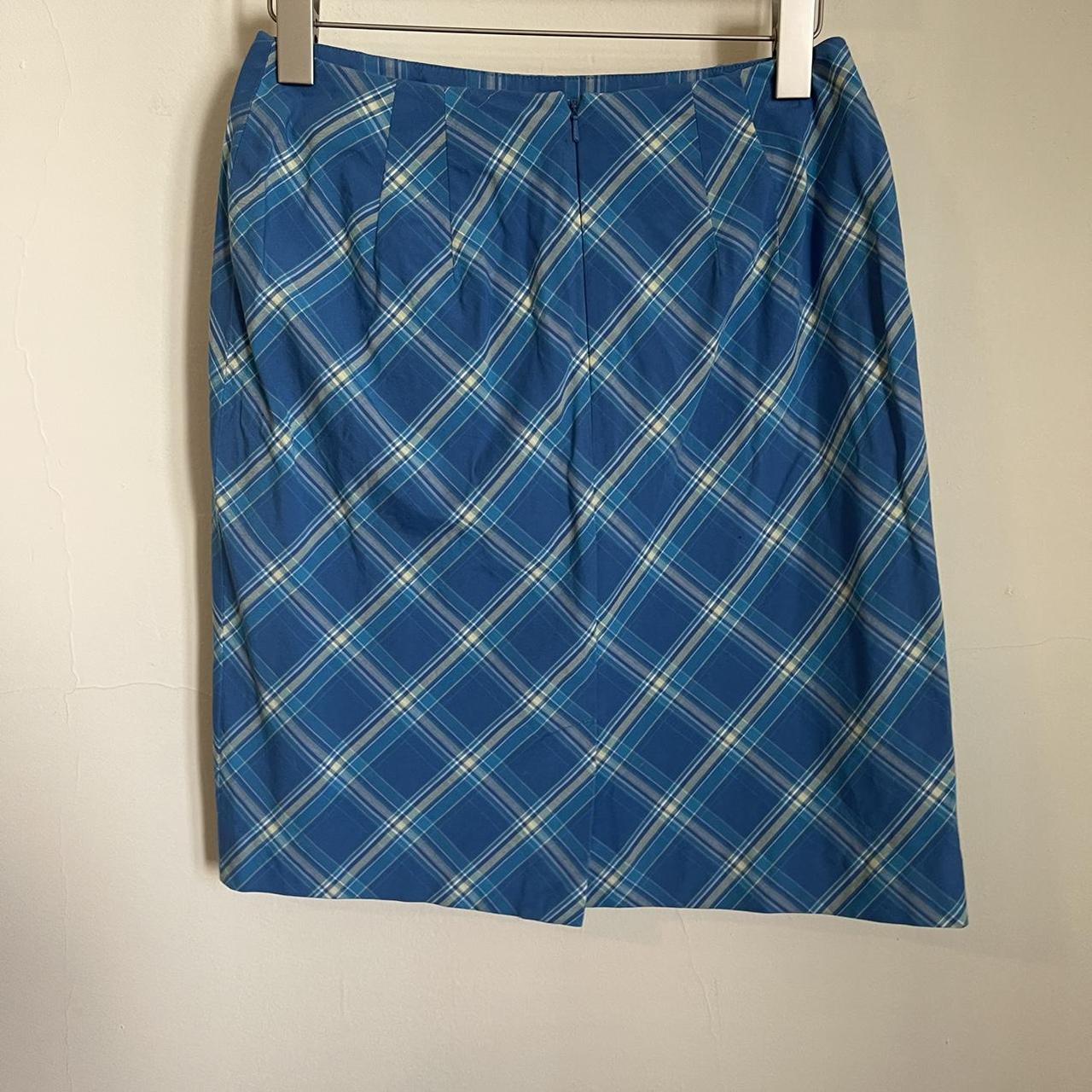 Y2K Blue Plaid Mini Pencil Skirt Preppy Y2K style... | Depop