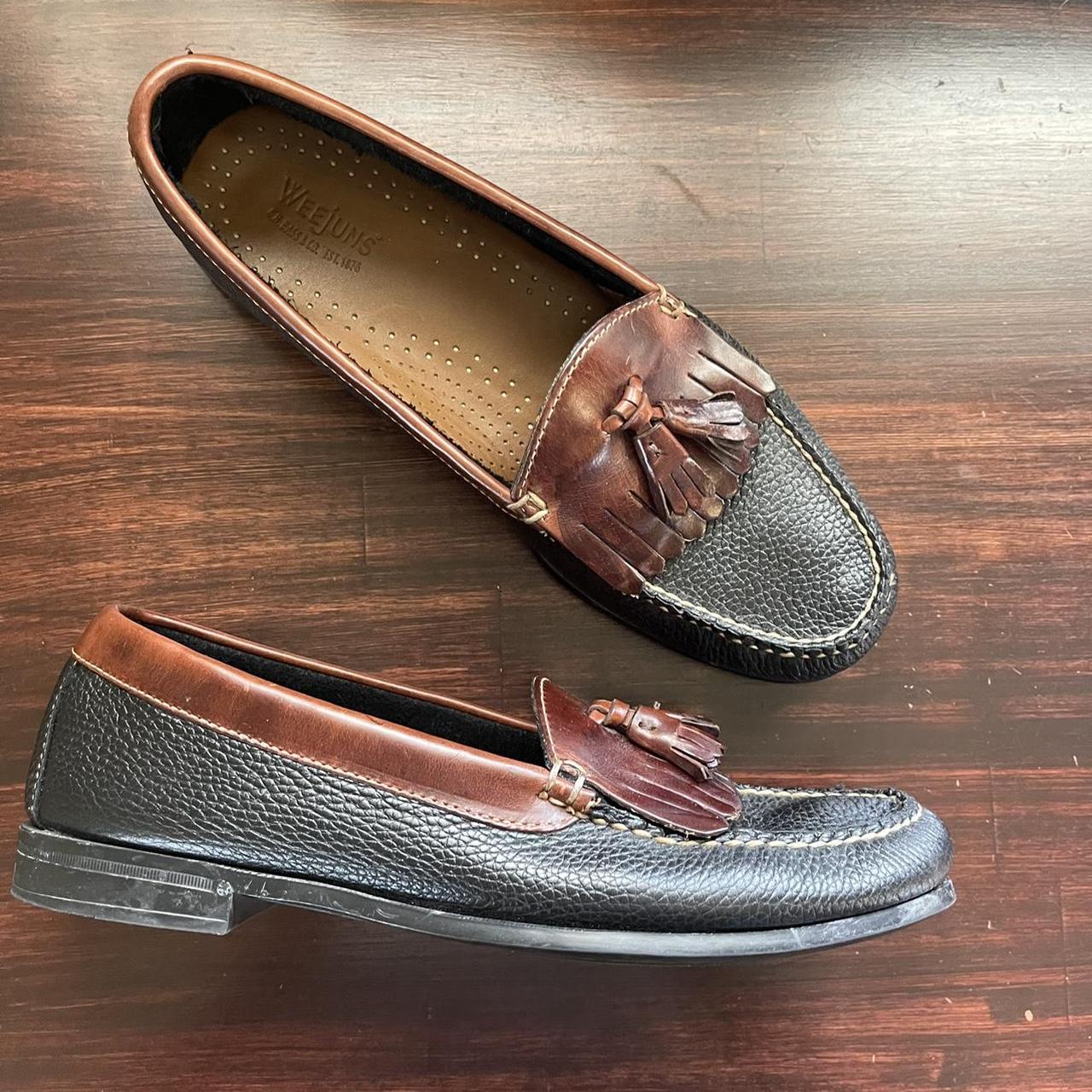 G.H. Bass & Co. Weejuns Black and Brown Leather... - Depop