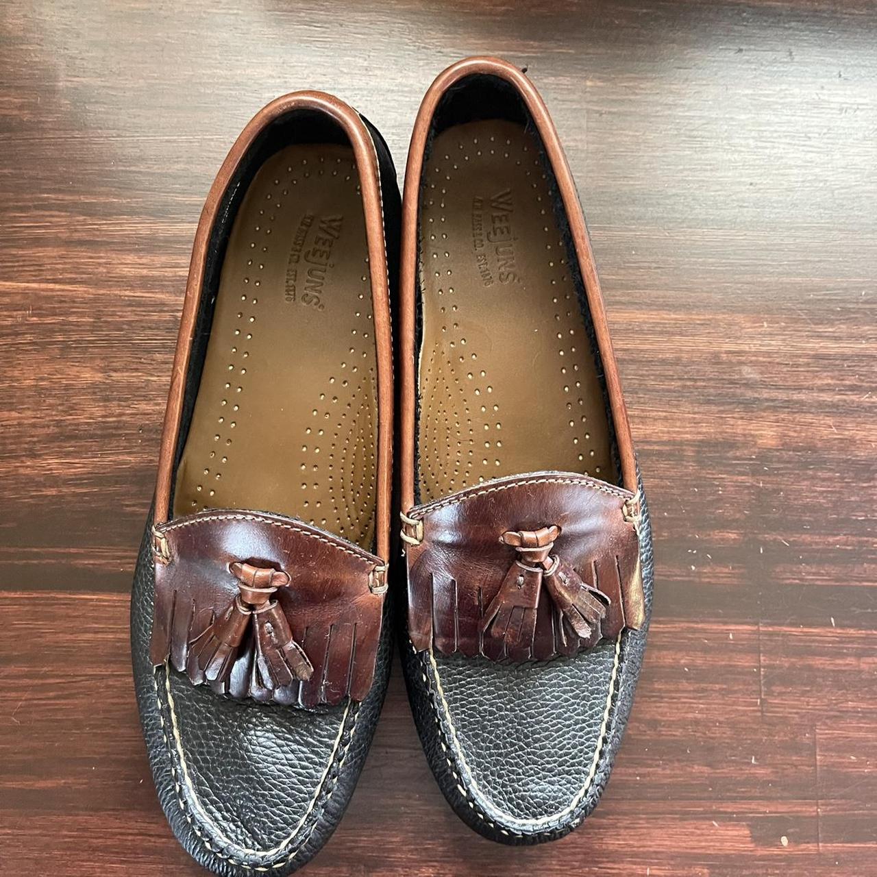 G.H. Bass & Co. Weejuns Black and Brown Leather... - Depop
