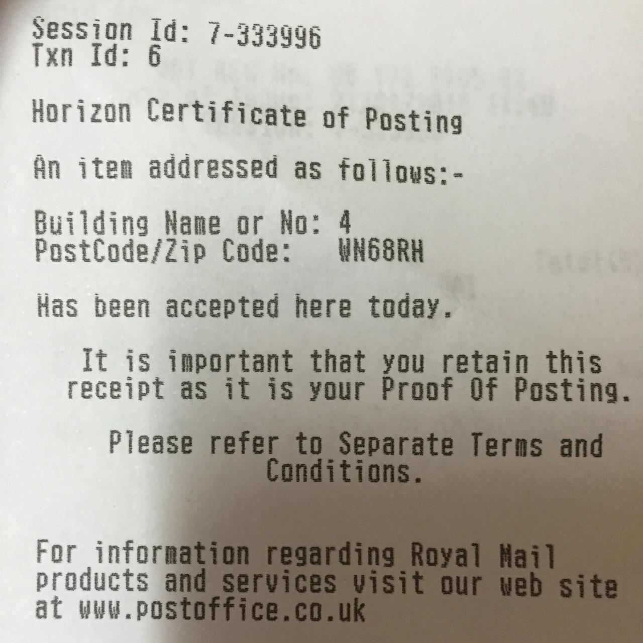 Proof of postage receipt for the girl trying to give... - Depop