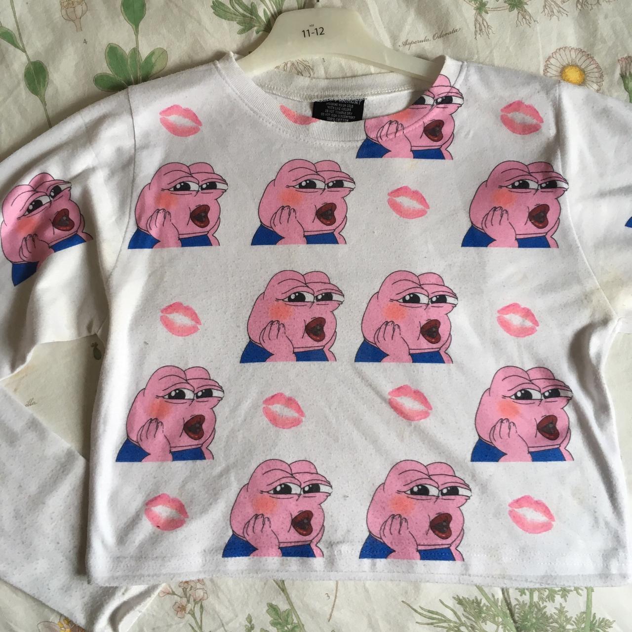 Happy Monday pink kissing pepe the frog meme long... - Depop